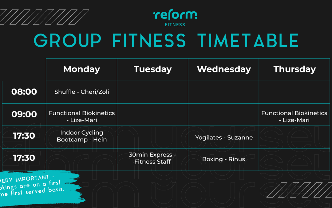Schedule | Reform Fitness
